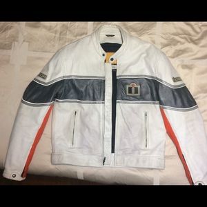 ICON | Jackets & Coats | Mens Leather Icon White Motorcycle Jacket ...